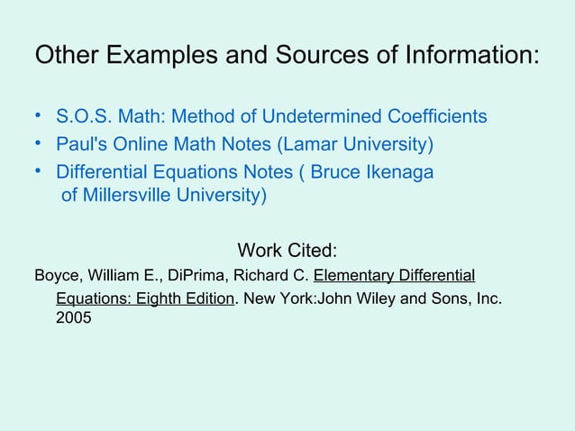 Differential Equations Lecture Non Homogeneous Linear Differential Equations Ppt