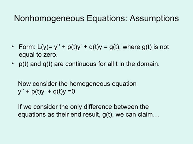 Differential Equations Lecture Non Homogeneous Linear Differential Equations Ppt