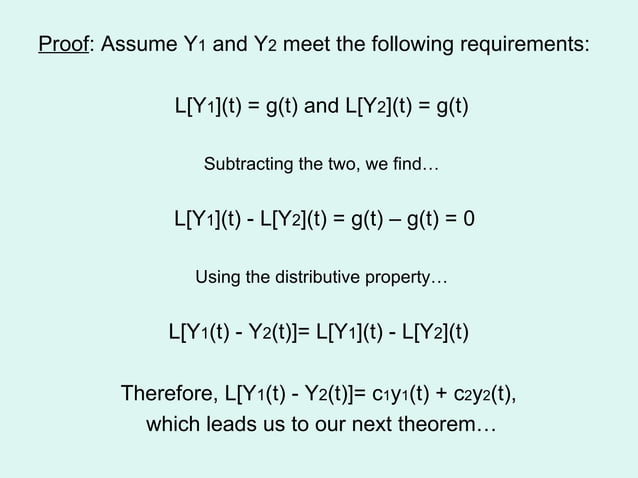 Differential Equations Lecture Non Homogeneous Linear Differential Equations Ppt