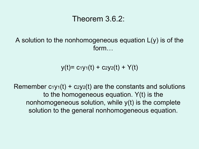 Differential Equations Lecture Non Homogeneous Linear Differential Equations Ppt
