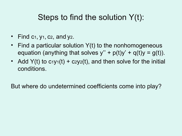 Differential Equations Lecture Non Homogeneous Linear Differential Equations Ppt