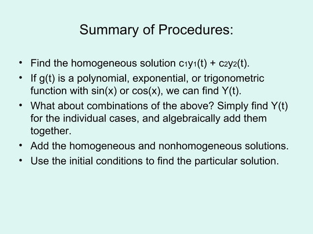 Differential Equations Lecture Non Homogeneous Linear Differential Equations Ppt