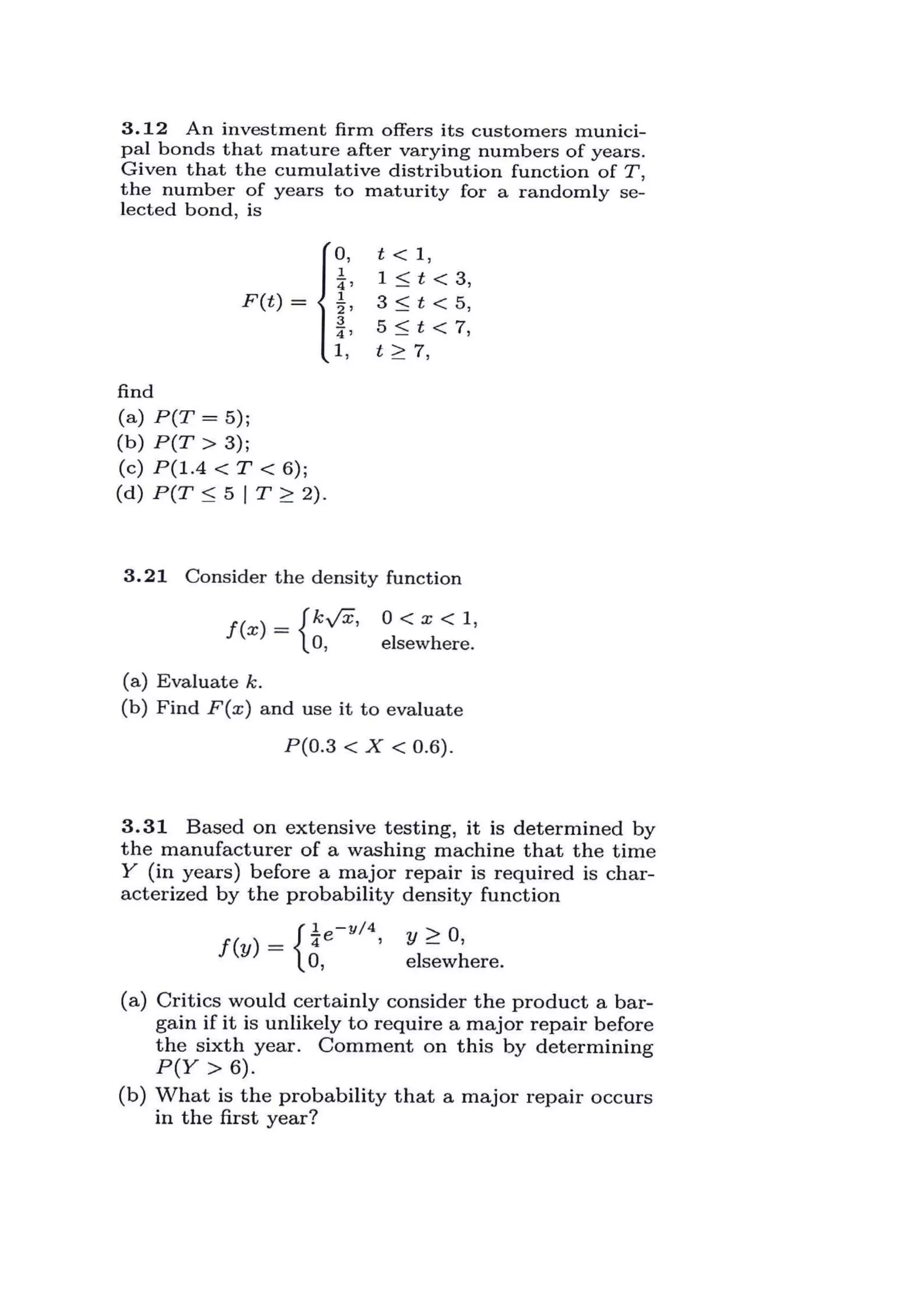 Mth3401 tutorial 3 | PDF