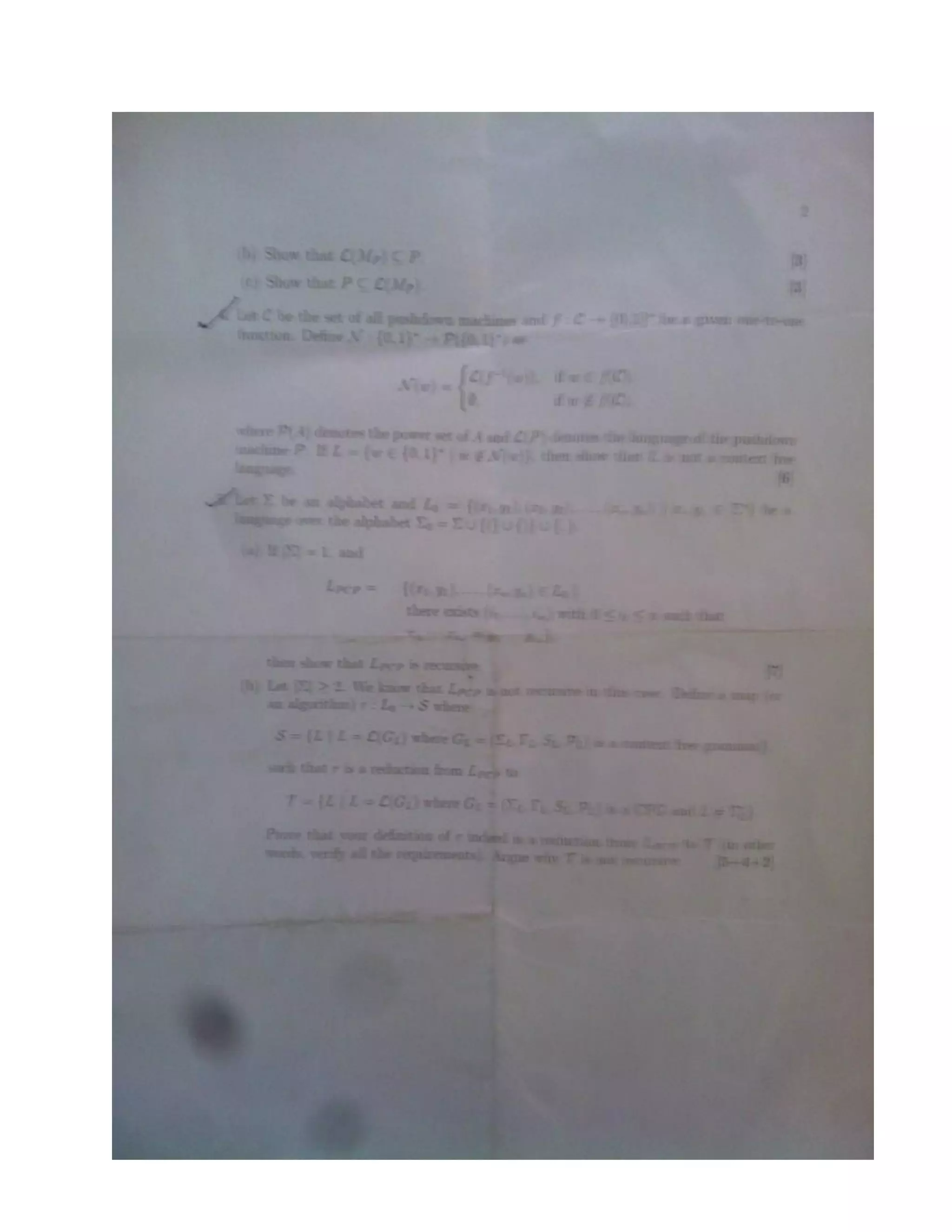 Mth 401 IITK theory of computation 2016 | PDF