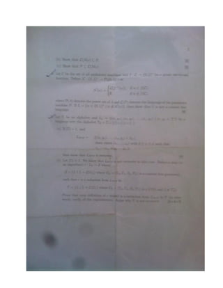 Mth 401 IITK theory of computation 2016 | PDF