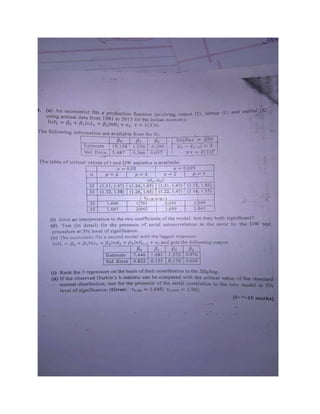 Mth 416A, Regression Analysis - 2016 midsem, endsem and quizes | PDF