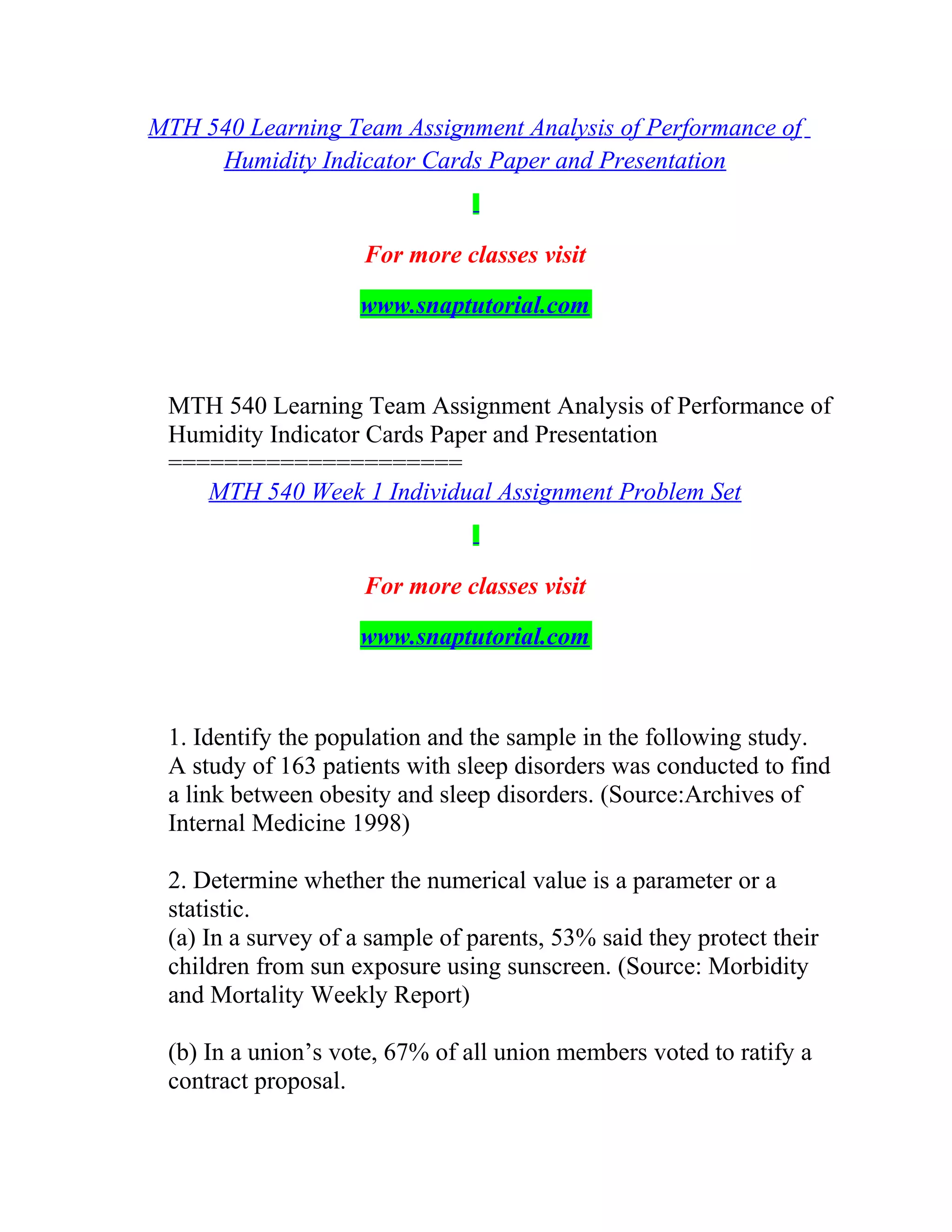 Mth 540 Massive Success / snaptutorial.com