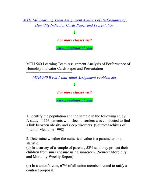 Mth 540 Massive Success / snaptutorial.com