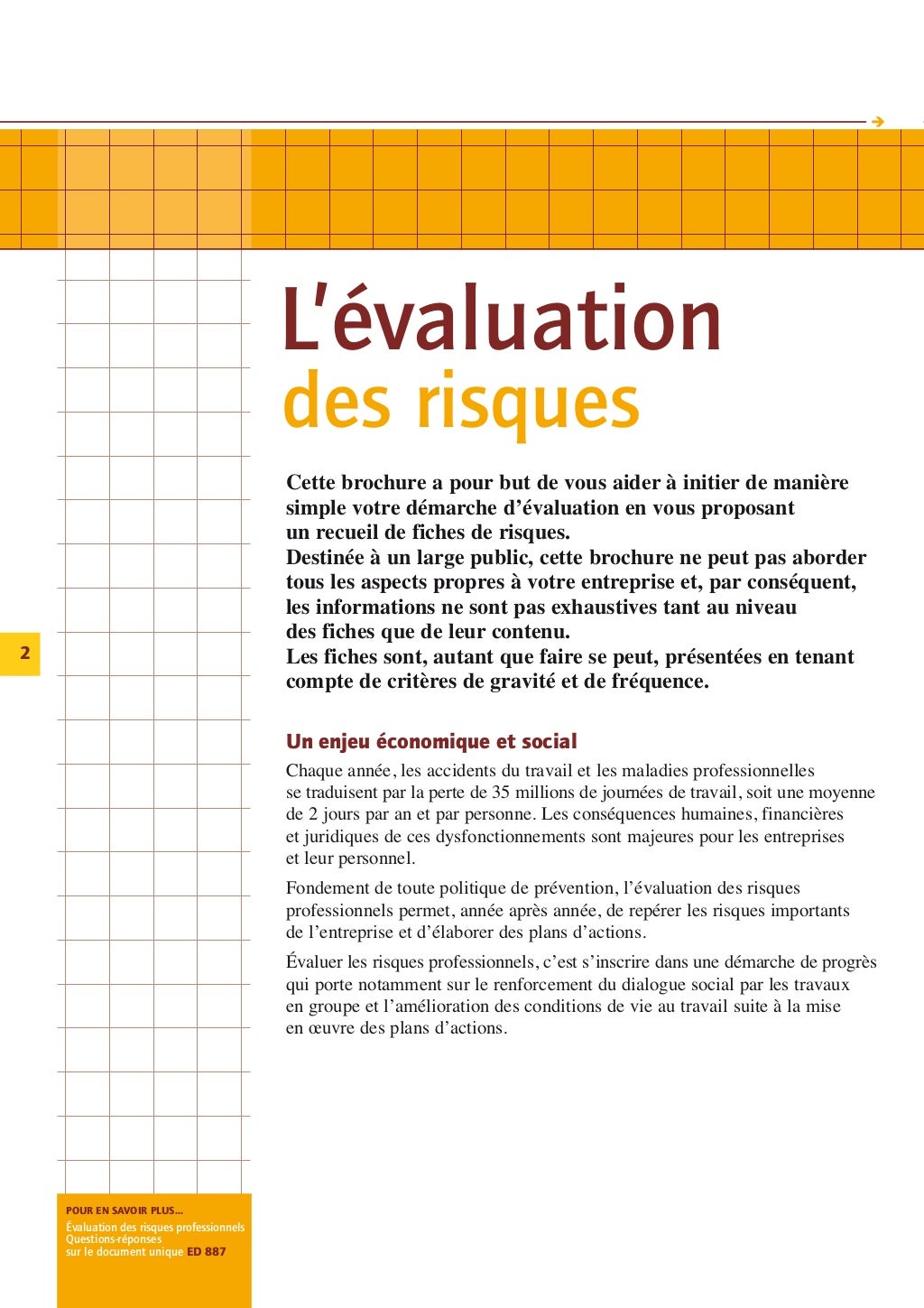 Méthode inrs d'évaluation des risques professionnels