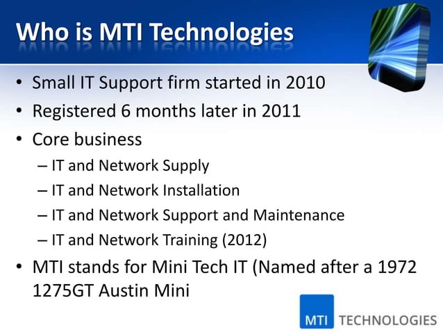 MTI Technologies - The Future of IT Support | PPTX
