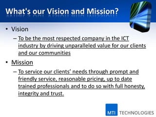 MTI Technologies - The Future of IT Support | PPTX
