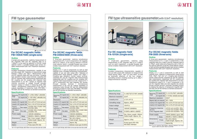 MTI Japan Magnetic Field Measurement Instruments | PDF