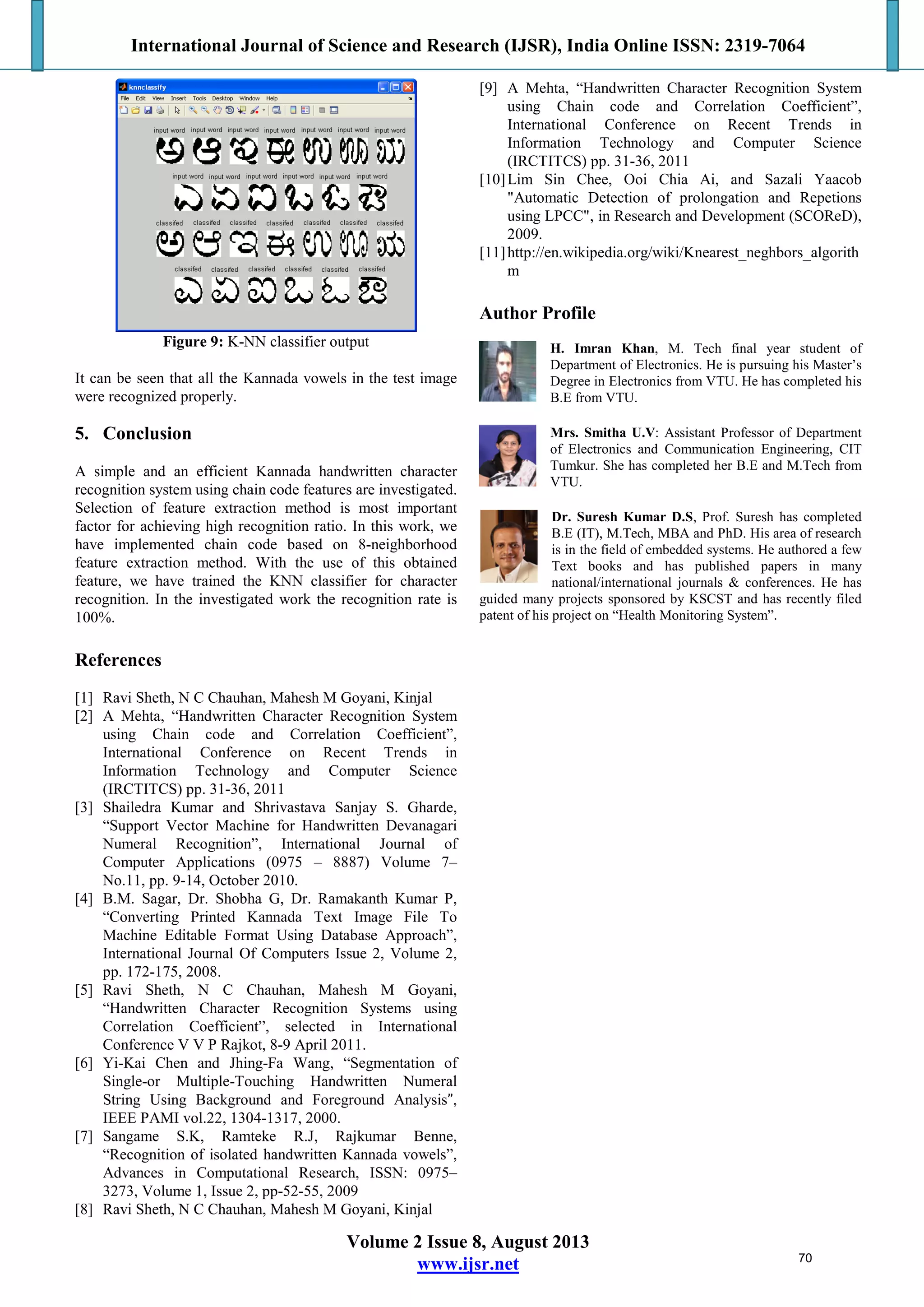 Isolated Kannada Character Recognition using Chain Code Features | PDF