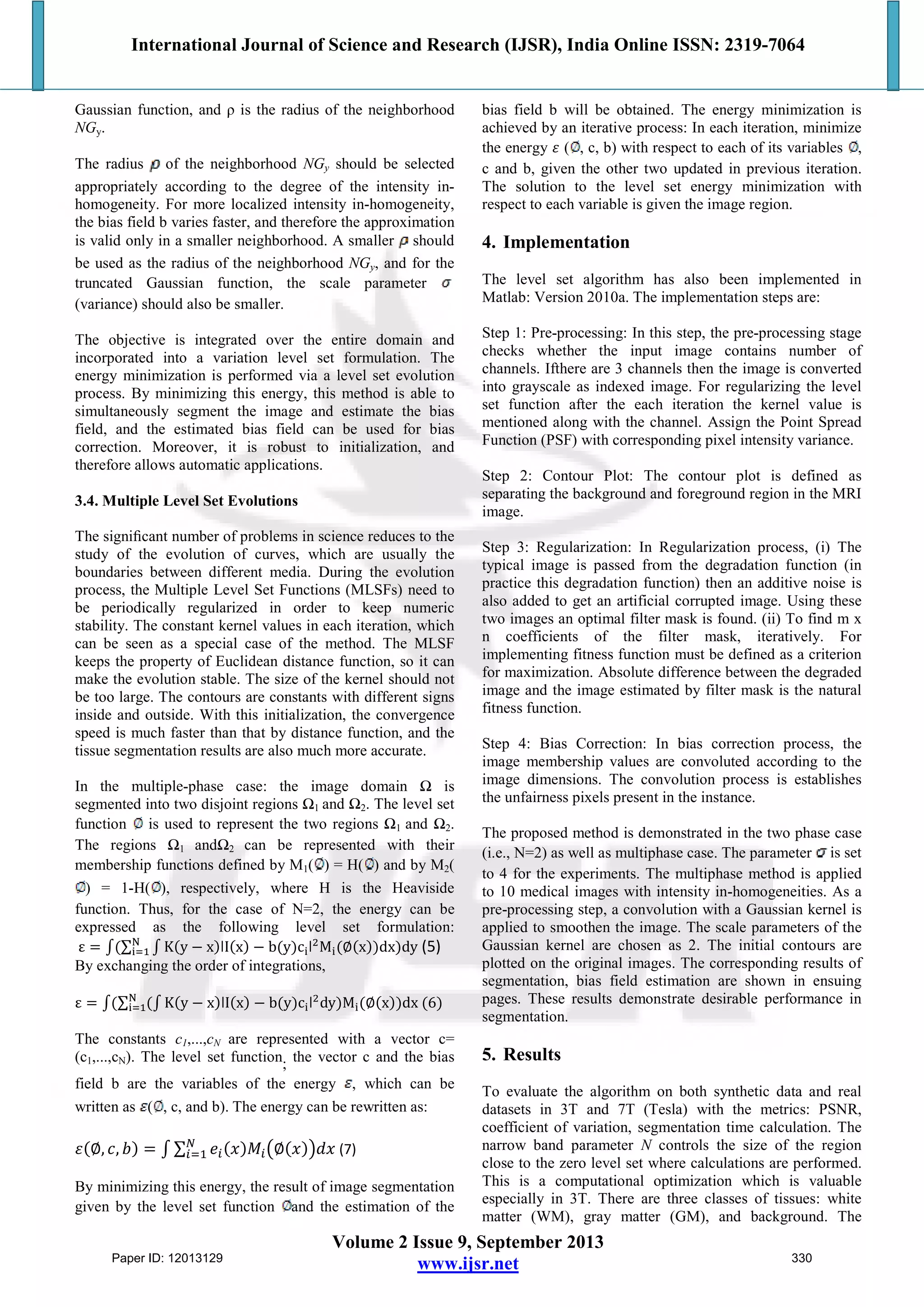 Modified Multiphase Level Set Image Segmentation Search for Energy Formulation with Bias ...
