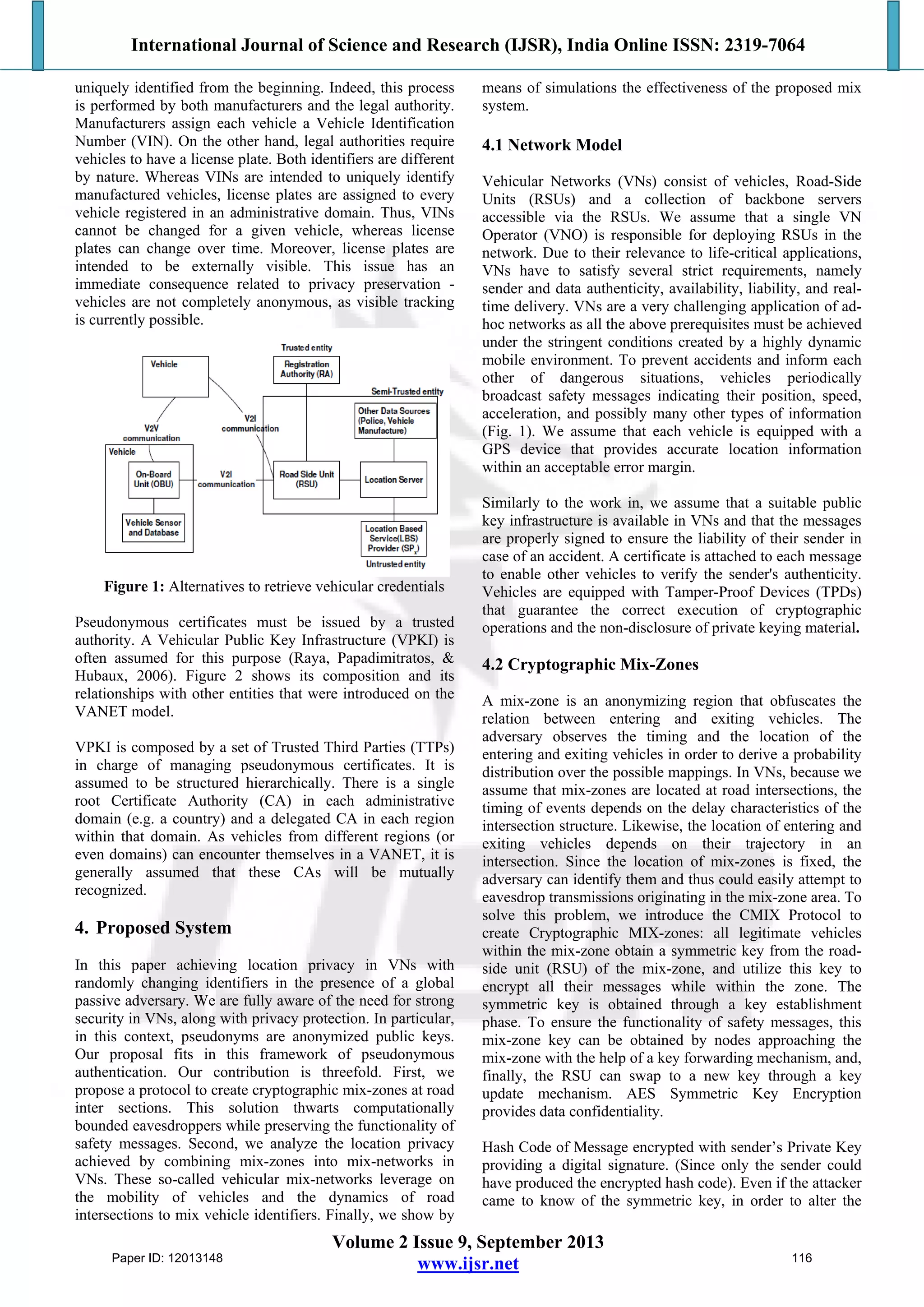 Security in Vehicular Ad Hoc Networks through Mix-Zones Based Privacy | PDF