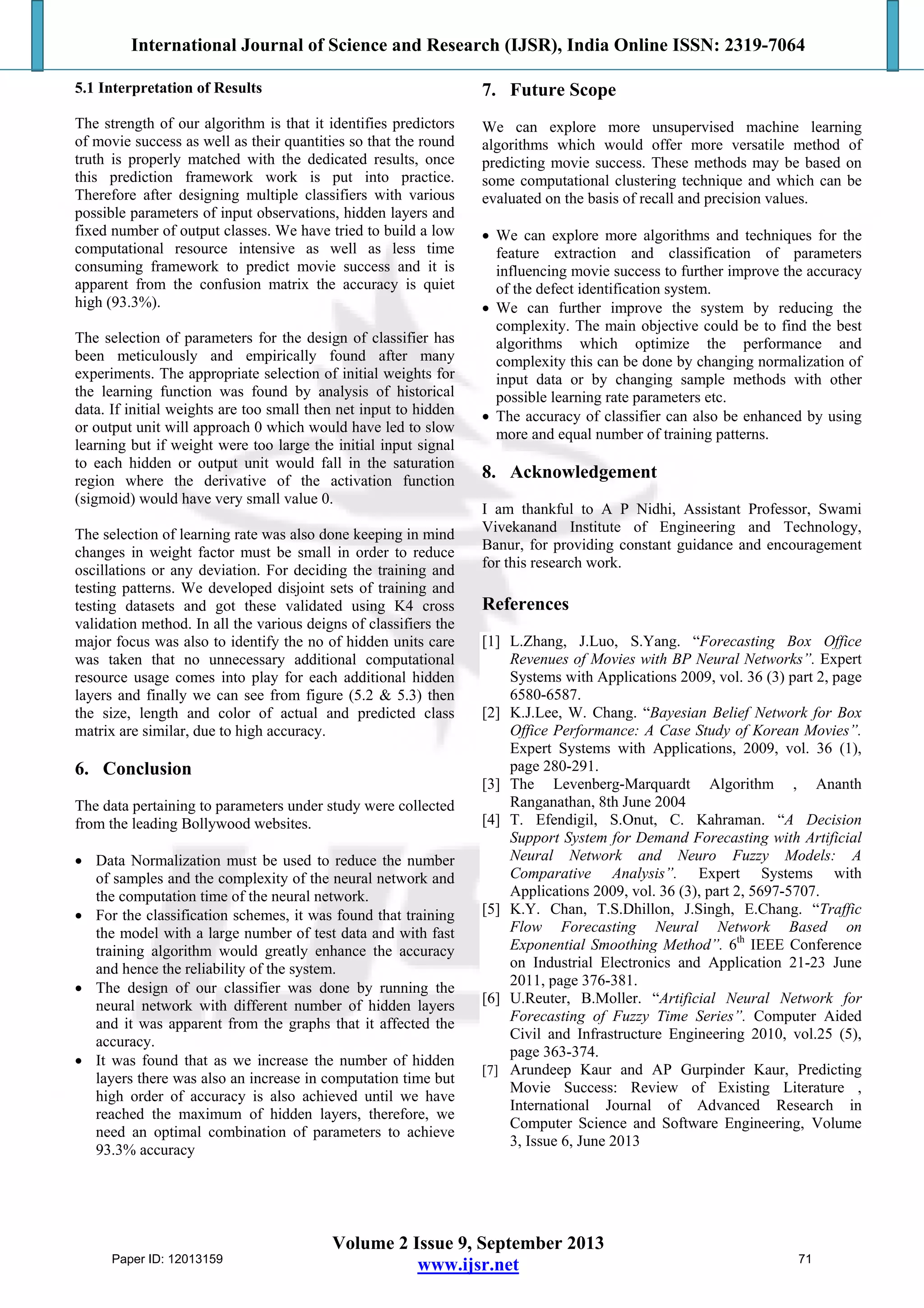 Predicting Movie Success Using Neural Network | PDF