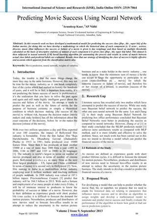 Predicting Movie Success Using Neural Network | PDF