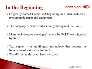 Technology and Innovation at xerox ppt | PPTX
