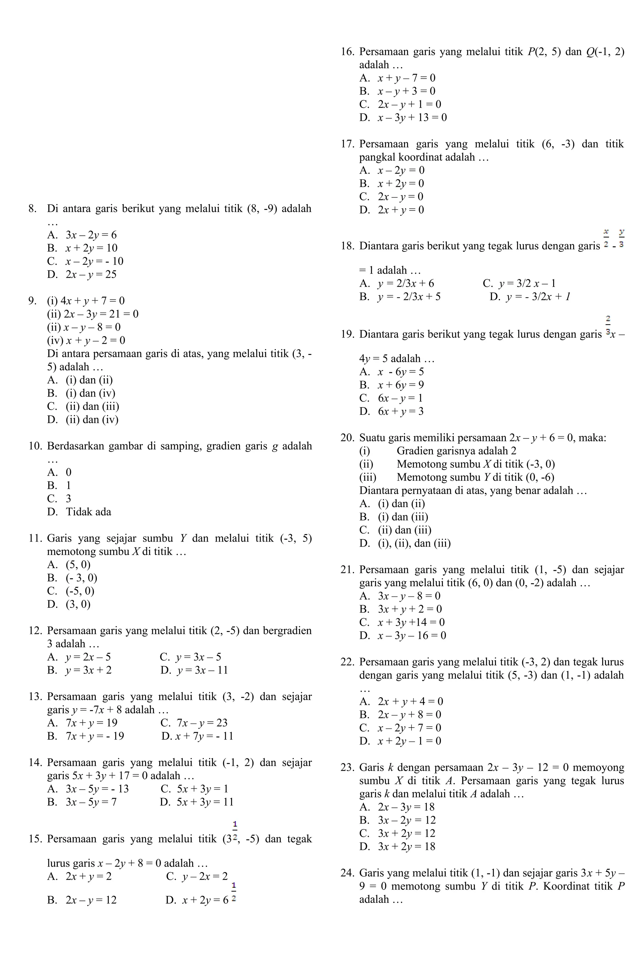 soal matematika faktorisasi suku aljabar | DOC