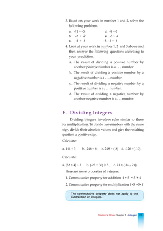 Math Chapter 1 - Integers | PDF