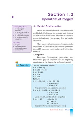 Math Chapter 1 - Integers | PDF