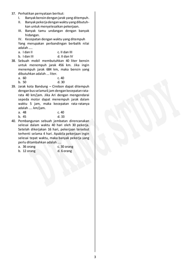 SOAL UAS GANJIL MATEMATIKA SMP KELAS VII 2015/2016 | PDF