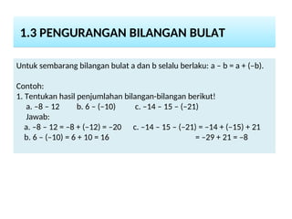 MTK Kelas VII SMP - Bab Bilangan Bulat dan Pecahan | PPT