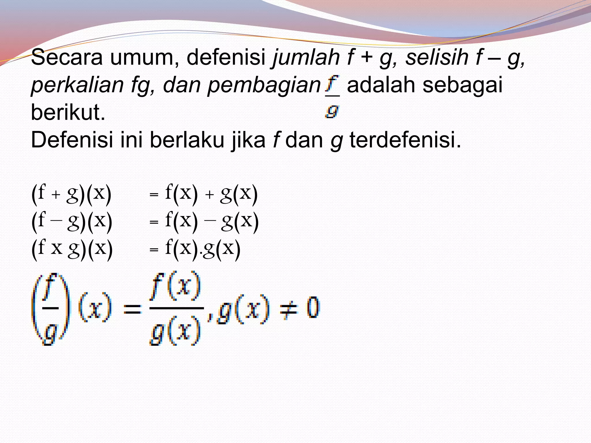 Operasi Aljabar Pada Fungsi (Math Class) | PPTX