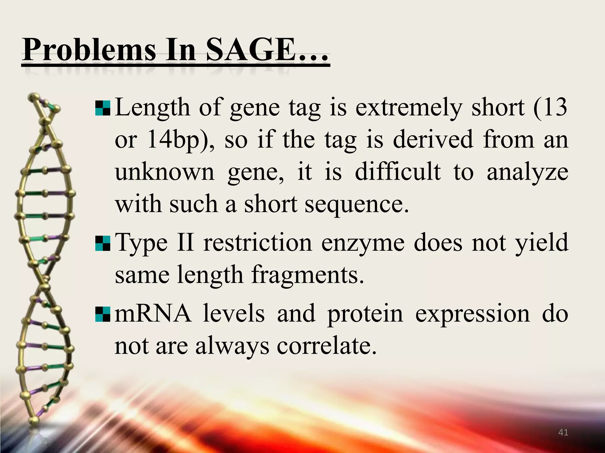SAGE (Serial analysis of Gene Expression) | PPTX