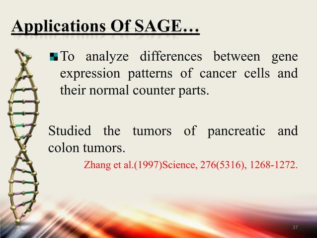 SAGE (Serial analysis of Gene Expression) | PPTX | Chemistry | Science