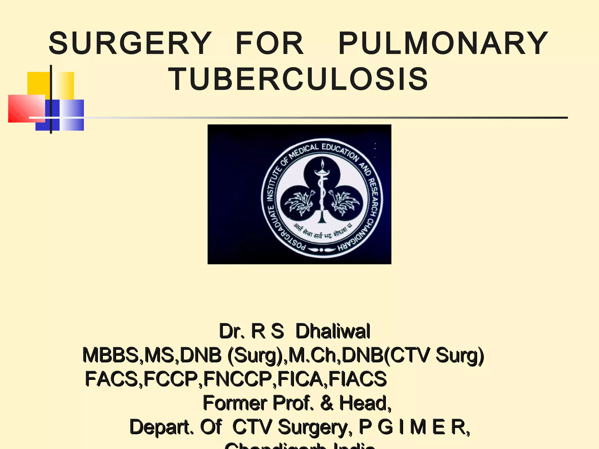 Surgery for pulmonary tuberculosis | PPT