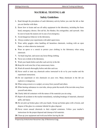 Material Testing Lab Manual | PDF