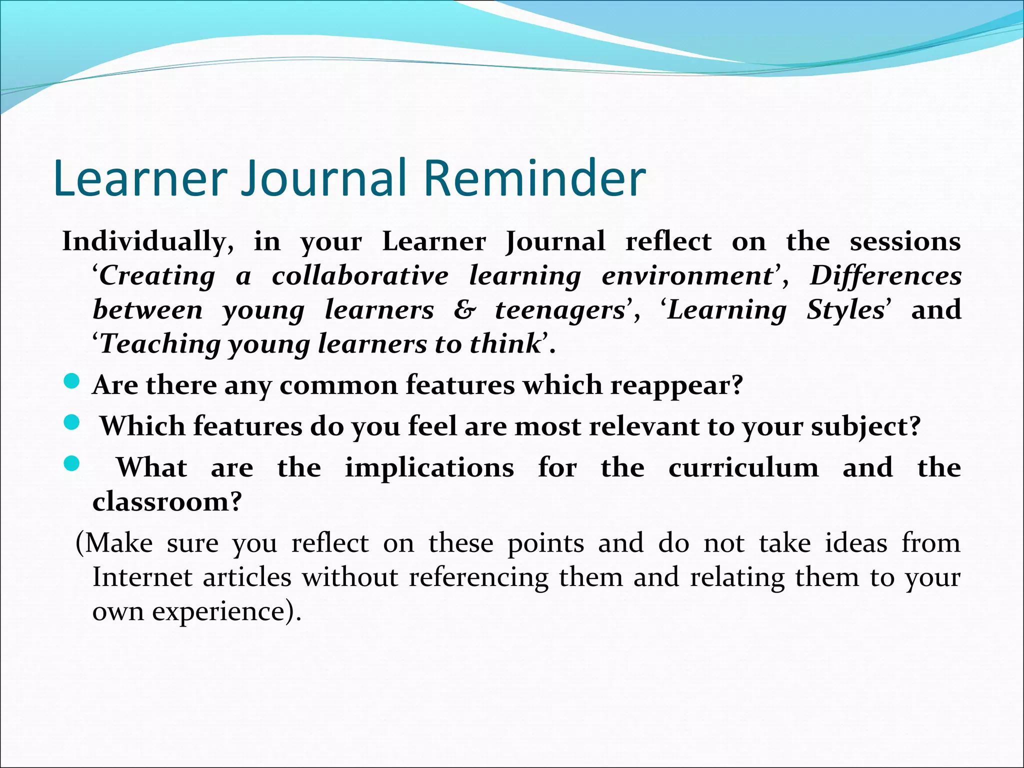 Teaching Young Learners to Think | PPT