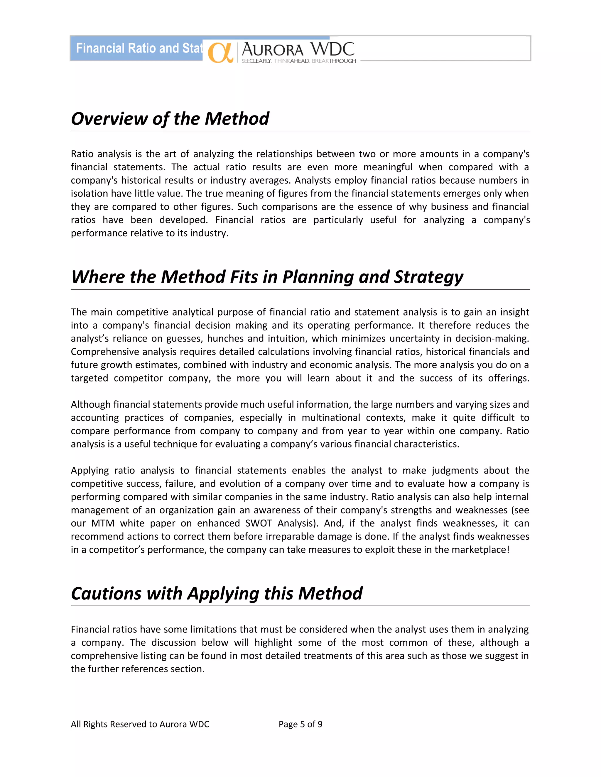 Mtm4 white paper financial ratio and statement analysis | DOC