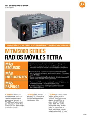 Mtm5000 series tetra mobile radios spec sheet (español) | PDF