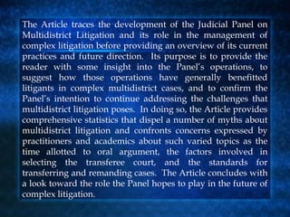 Mass Torts and Multidistrict Litigation (MDL) | PPT | Legal Services ...