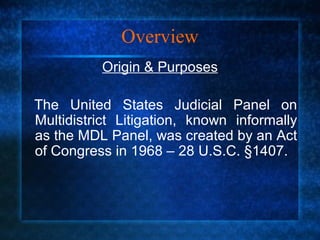 Mass Torts and Multidistrict Litigation (MDL) | PPT | Legal Services ...