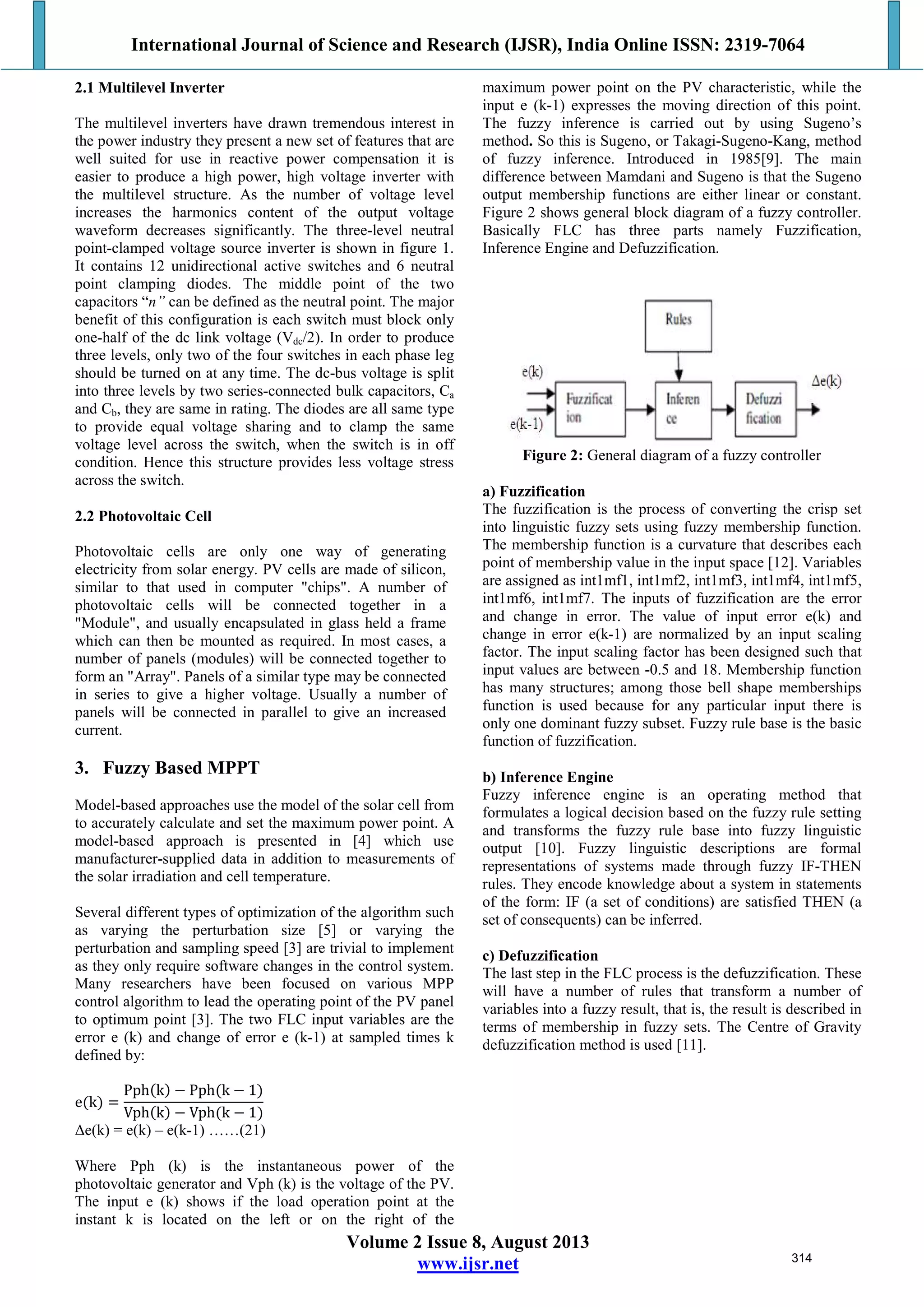 Fuzzy Logic based Maximum Power Point Tracker in Photovoltaic Cell | PDF