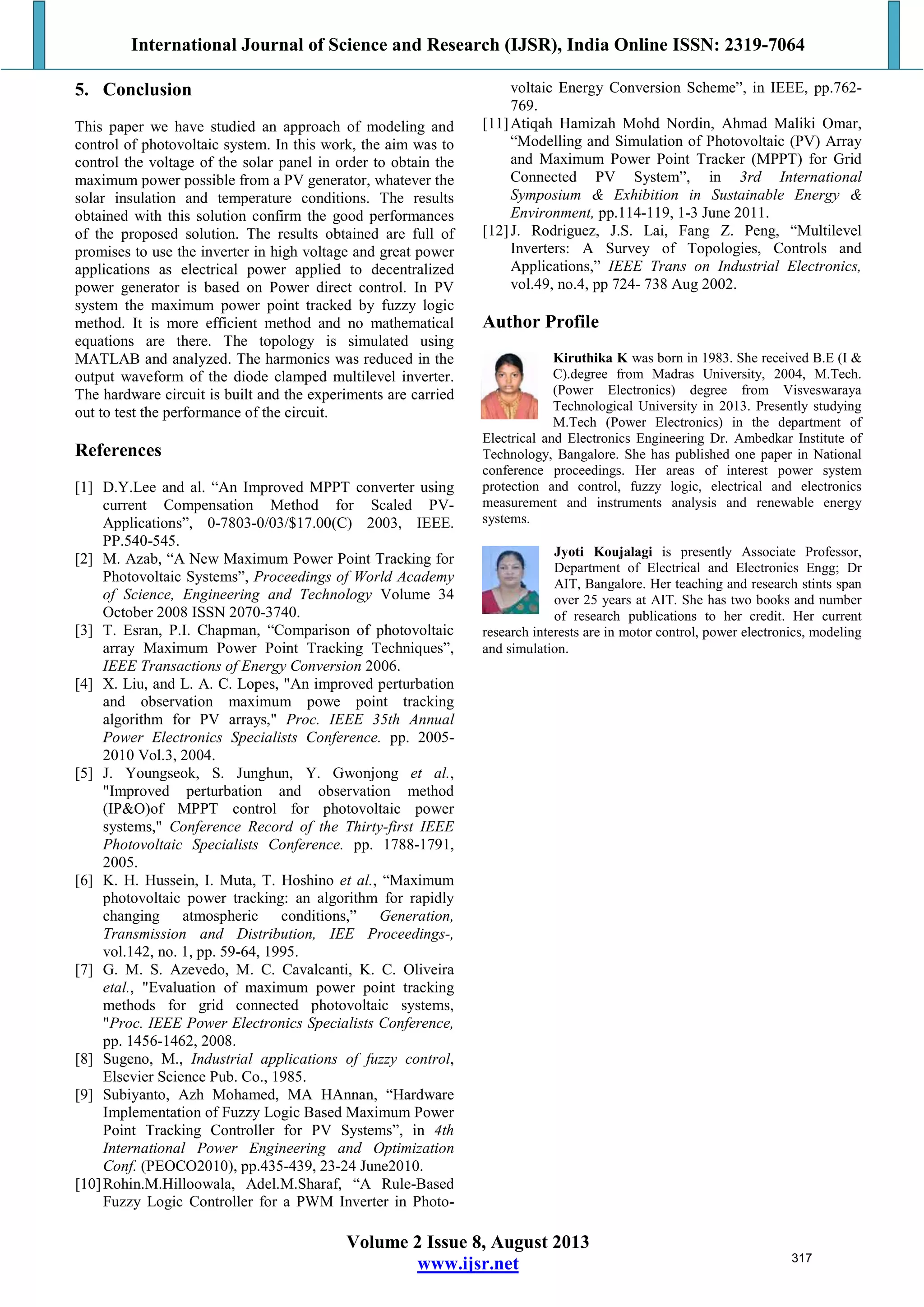 Fuzzy Logic based Maximum Power Point Tracker in Photovoltaic Cell | PDF