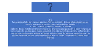 MÉTODO DE LAS 5S: MÉTODO COMO ESTILO DE VIDA | PPTX