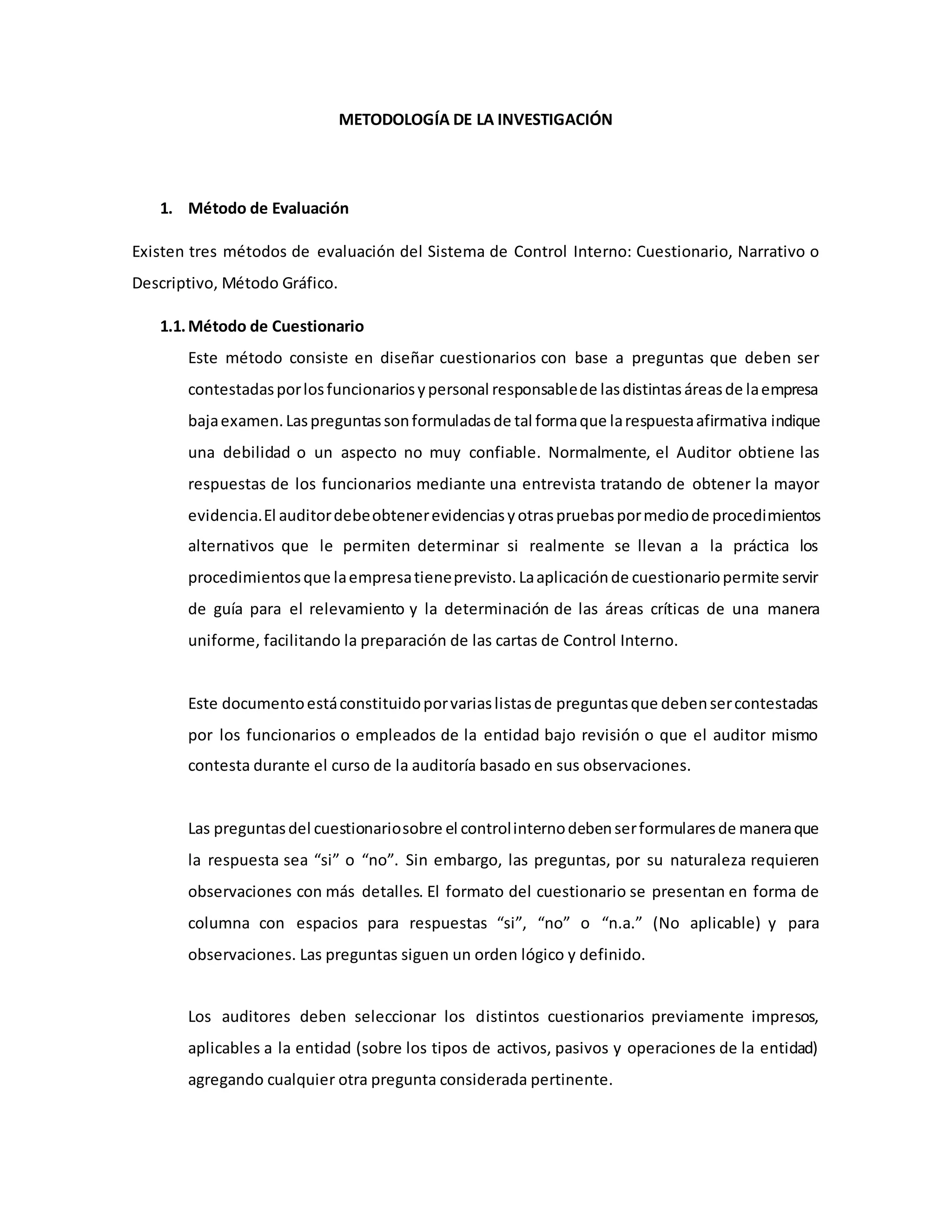 Método del auditor interno o externo | DOCX