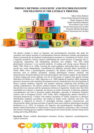 MÉTODO FÔNICO FUNDAMENTOS LINGUÍSTICOS E PSICOLINGUÍSTICOS NO PROCESSO ...