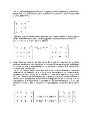 Método gauss jordan algebra lineal | PDF