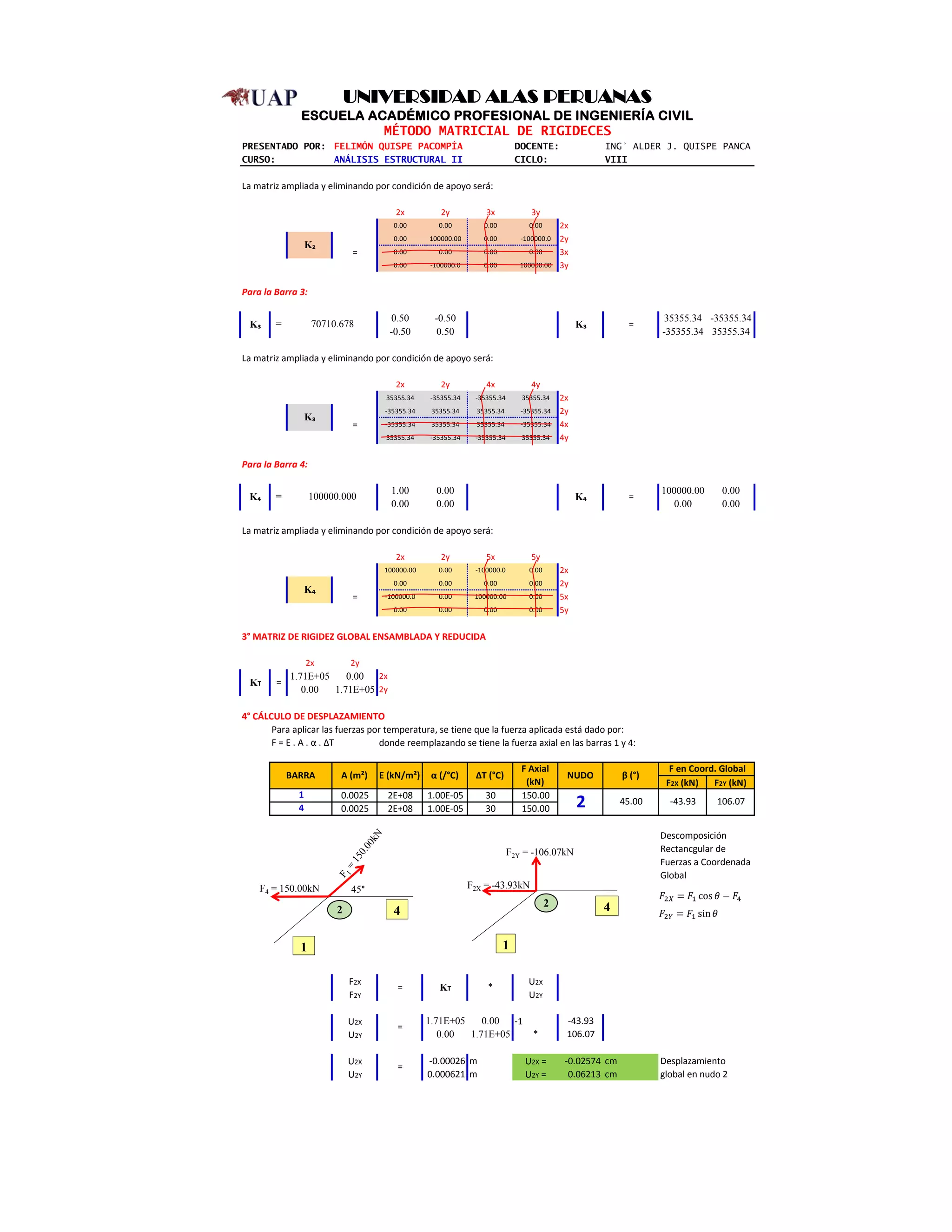 Método matricial en estructura reticulada 02 | PDF | Descarga Gratuita