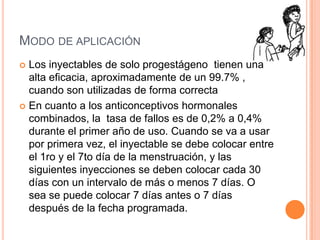 Métodos anticonceptivos hormonal inyectables | PPTX