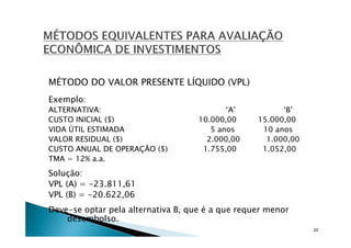 Métodos de análise de investimentos – valor presente líquido [modo de ...