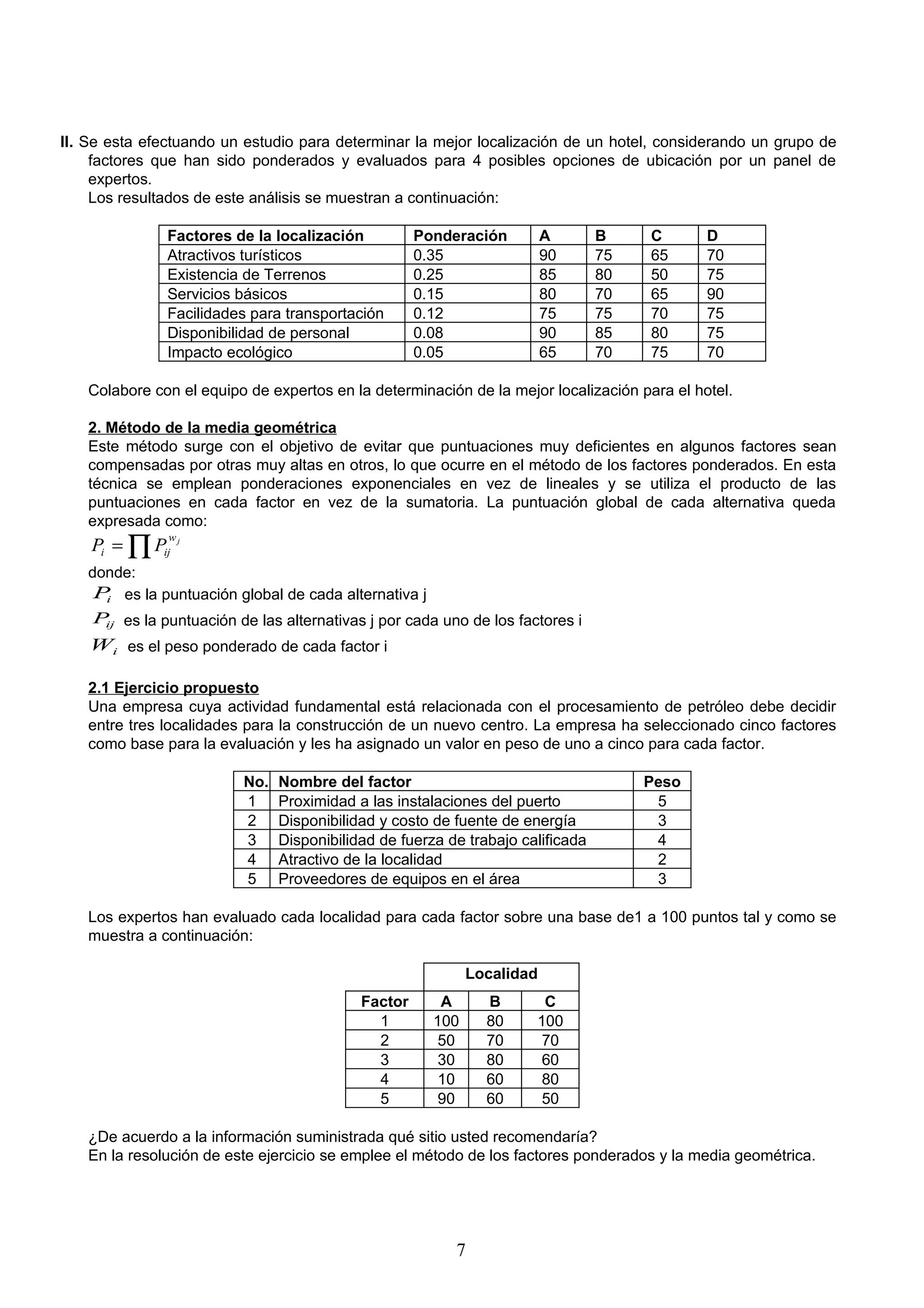Métodos de localización de instalaciones de producción y servicios | DOC