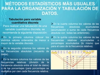 Métodos estadísticos y tabulación | PPTX