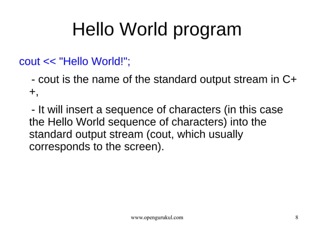 OpenGurukul : Language : C++ Programming | PPT