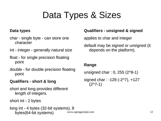 OpenGurukul : Language : C Programming | PPT